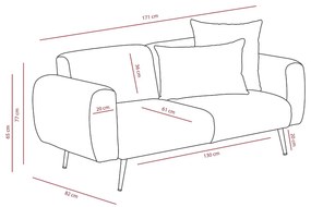 Hanah Home Dvoumístná pohovka SIDE šedá 171 cm