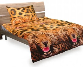Bavlněné povlečení 140x200 cm - Motiv leoparda 2 | Oranžové