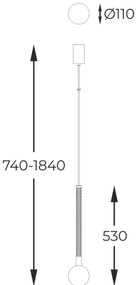 Zuma Line P0583-01A-2GHF - Lustr na lanku MIDA 1xG9/6W/230V mosaz