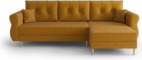 Rozkládací oboustranná sedací souprava do L SILVIANO 230x140 cm, hořčicová