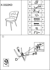 Sada 2 ks jídelních židlí Losanna zelená/černá