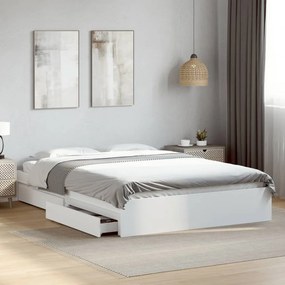 Rám postele se zásuvkami bílý 160 x 200 cm kompozitní dřevo 3280643