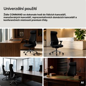 Křeslo kancelářské čalouněné ředitelské černé: COMMAND