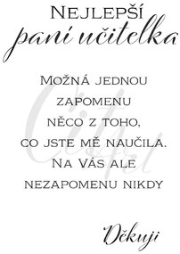 CitArt.cz Nejlepší paní učitelka – možná jednou zapomenu něco z toho, co jste mě naučila. Na Vás ale nezapomenu nikdy Děkuji Motiv: Bílá, Velikost: 45x60 "A2"