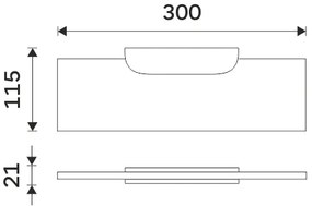 Černá police do koupelny z plexiglass, 30 cm NIMCO NIKAU černá NKC X330-C-90