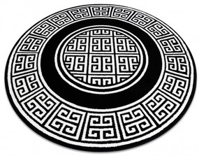 Dywany Łuszczów, Kusový koberec Gloss 6776 85 greek black/ivory kruh, 200x200 (průměr) kruh, černobílá, chodba / předsíň