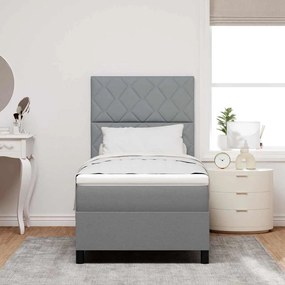 Postel s boxspringem s čelo Světle šedá 90 x 200 cm textil 3339434