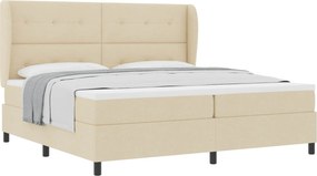 Postel s boxspringem s čelo Krémová 200 x 200 cm textil 3340590