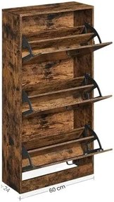 VASAGLE Vyklápěcí botník 60x24x120cm hnědý