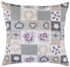 Bellatex Povláček DITA 45x45 cm Patchwork love šedá, béžová, vínová