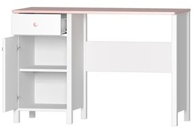 PC stolek 1D1S Luna LN03, Barva: bílá / bílá + růžová, Nástavec: Ne