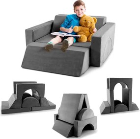 Costway Modulární dětská pohovka Play Sofa Modulární pohovka s – šedá