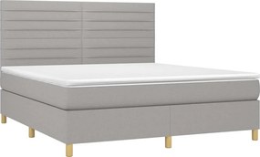 Box spring postel s matrací a LED světle šedá 180x200 cm textil 3135533