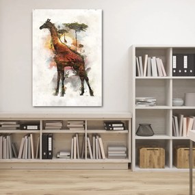 Gario Obraz na plátně Žirafa a Afrika v pozadí - Barrett Biggers Rozměry: 40 x 60 cm