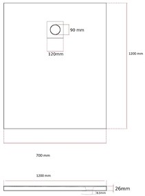 Gamma Erga Oldaf, SMC obdélníková sprchová vanička 70 x 120 cm, bílá matná, ERG-GMA-OL-70120