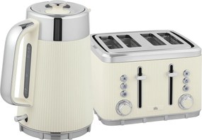 HOMCOM Varná konvice 2200 W, 1,7 l s funkcí rychlého vaření, filtr proti vodnímu kameni a toustovač na 4 plátky s 7 stupni opékání, krémová