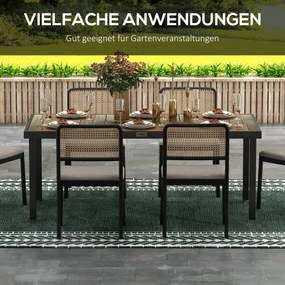 Zahradní stůl Outsunny z hliníku pro 8 osob s lamelovým vrchem na terasu a balkon 190x90x74 cm Přírodní a černá