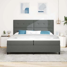 Postel s boxspringem s čelo Tmavě šedá 200 x 200 cm textil 3339414
