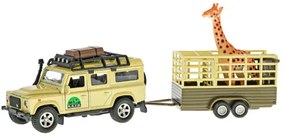 Kids Globe Traffic Land Rover Defender s vozíkem a zvířaty, 29 cm