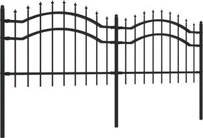 Zahradní plot Woerden s kopím nahoře černý 240 x 75 cm ocelový 151079