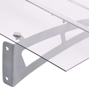 vidaXL Stříška na dveře stříbrná a průhledná 150x90 cm PET [144829]