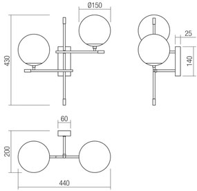 Redo 01-2947 - Nástěnné svítidlo ESSENTIAL 2xE14/28W/230V