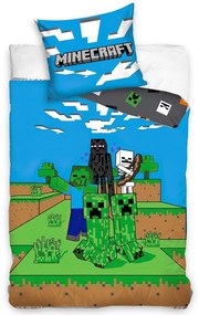 Carbotex povlečení MINECRAFT MOB MONSTERS, modro-zelené, bavlna hladká, 140x200cm + 70x90cm