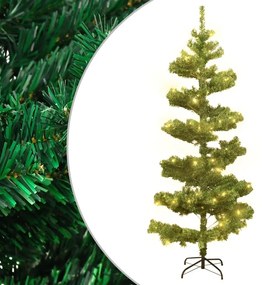 344651 vidaXL Spirálový vánoční stromek s LED a stojanem zelený 180 cm PVC