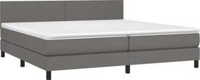 Box spring postel s matrací šedá 200x200 cm umělá kůže 3141027