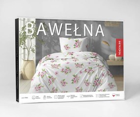 Detexpol Bavlněné ložní prádlo 140x200 bílé s růžovými květy – 5766 A – Cotton Bloom