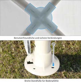 Párty stan Outsunny 2,7x2,7 m stabilní s click systémem, PE plachtou a ocelovým rámem, bílý pro zahradní párty a akce | Aosom.de