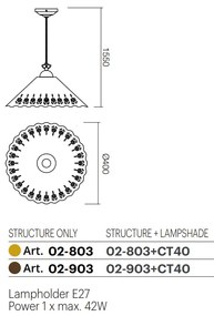 Incanti Rustikální závěsné svítidlo Lea, ø 40 cm, 1 x E27 Barva: Mosaz