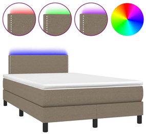 Box spring postel s matrací a LED taupe 120x190 cm textil