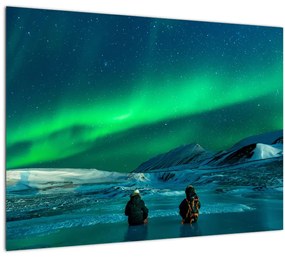Obraz lidí u polární záře (70x50 cm)