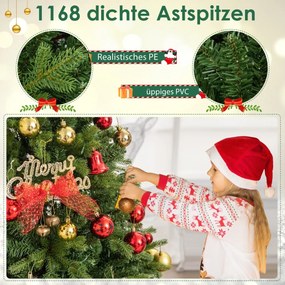 Costway 180 cm umělý vánoční stromek s LED diodami ve vícebarevné a teplé bílé