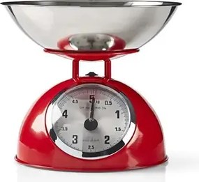Nedis KASC110RD červená / Retro kuchyňská váha / max. hmotnost 5 kg /