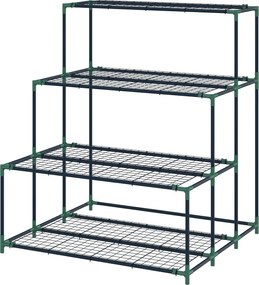 Outsunny 4patrový stojan na květiny, výška 110 cm, s 24 svorkami, ocelový víceúrovňový regál pro zahradu a balkon | Aosom