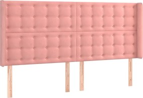 Čelo postele typu ušák růžové 183x16x118/128 cm samet 3120079