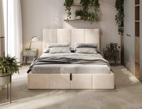 ComfortMatrace Čalouněná postel se zvedacím roštem a úložným prostorem Valencia Barva: Krémová/Cream, Rozměr: 140x200 cm, Výška čela u hlavy: 100 cm