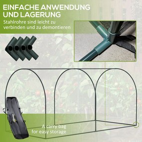 Outsunny mini skleník 2,49x1,2 m s dveřmi na ochranu rostlin na zahradu a balkon, ocelový rám a HDPE síť tmavě zelená | Aosom.de