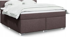 Box Spring Postel S Matrací Textil Tmavě Hnědá Blok se čtverci 180 x 200
