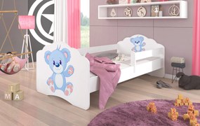 ADRK Furniture Postel s matrací a zábranou CASIMO BLUE BEAR 140x70