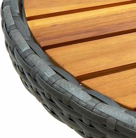 Čajový stolek šedý 60 cm polyratan a masivní akácie 316510