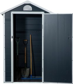 Outsunny Plastová Kůlna 1,9m² 134x104x204cm Skladovací Kůlna s Vstupními Dveřmi a Šikmou Střechou - Voděodolná Zahradní Kůlna pro Venkovní Oblast - Tm