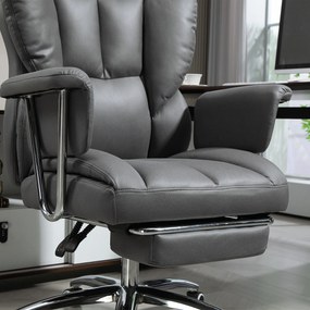 Kancelářská židle HOMCOM s funkcí polohování, ergonomická kancelářská židle, výškově nastavitelná otočná židle s podnožkou, čalouněná, max. nosnost 1…