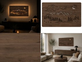 Li-Go "Hory" světelný obraz s baterií a pohybovým čidlem 80x45cm provedení povrchu: ořech
