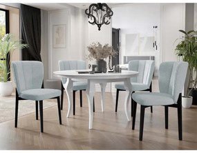 Skládací stůl Julia FI 120 se 4 židlemi ST106 08, barva: černá, Barva stolu: bíly lesk, Potah: Magic Velvet 2258