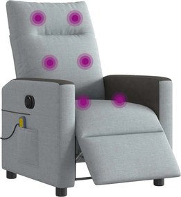 Elektrické masážní polohovací křeslo světle šedé textil 3324045