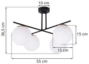 Stropní svítidlo Florence, 4x bílé skleněné stínítko, g
