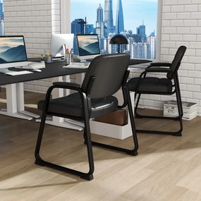 Costway Sada 2 židlí pro hosty, ergonomická recepční židle s kovovým rámem